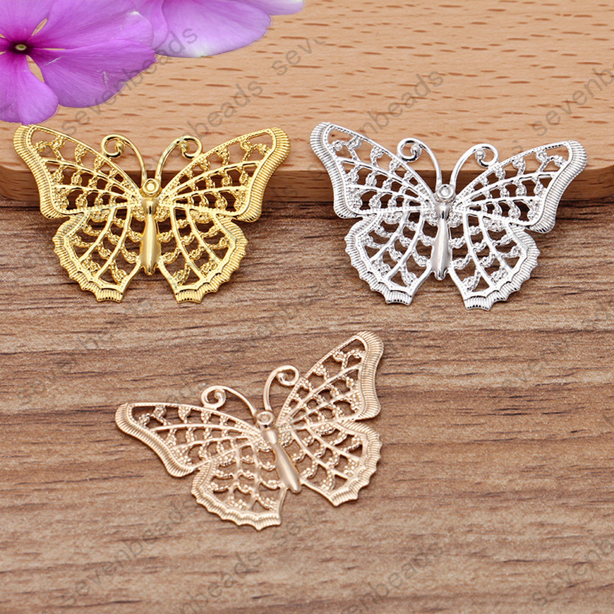 50pcs 2540mm lace butterfly Filigree Jewelry Connectors | Etsy