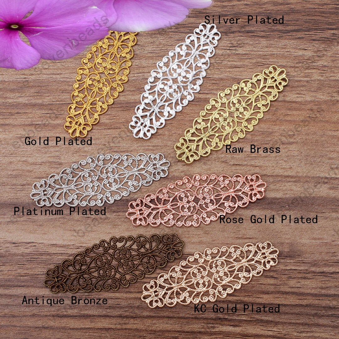50 Pcs 24mm64mm Brass Lace Flower Filigree Jewelry Connectors Setting ...