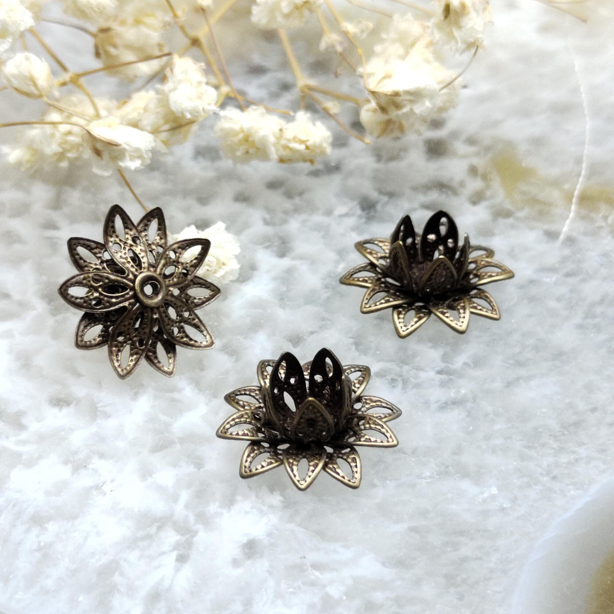Raw Brass Filigree Flower Embellishments, 16mm Connectors (50pcs) - Etsy