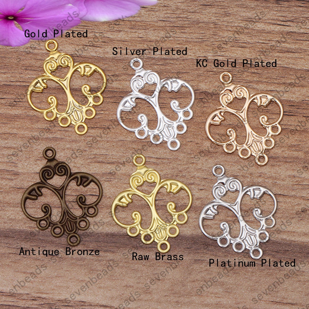 32mm25mm Raw Brass Lace Flower Filigree Jewelry Connectors Setting ...