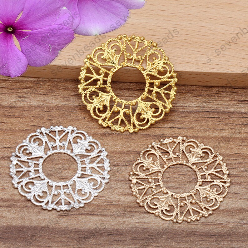 50pcs 32mm Lace Flower Filigree Jewelry Connectors - Etsy
