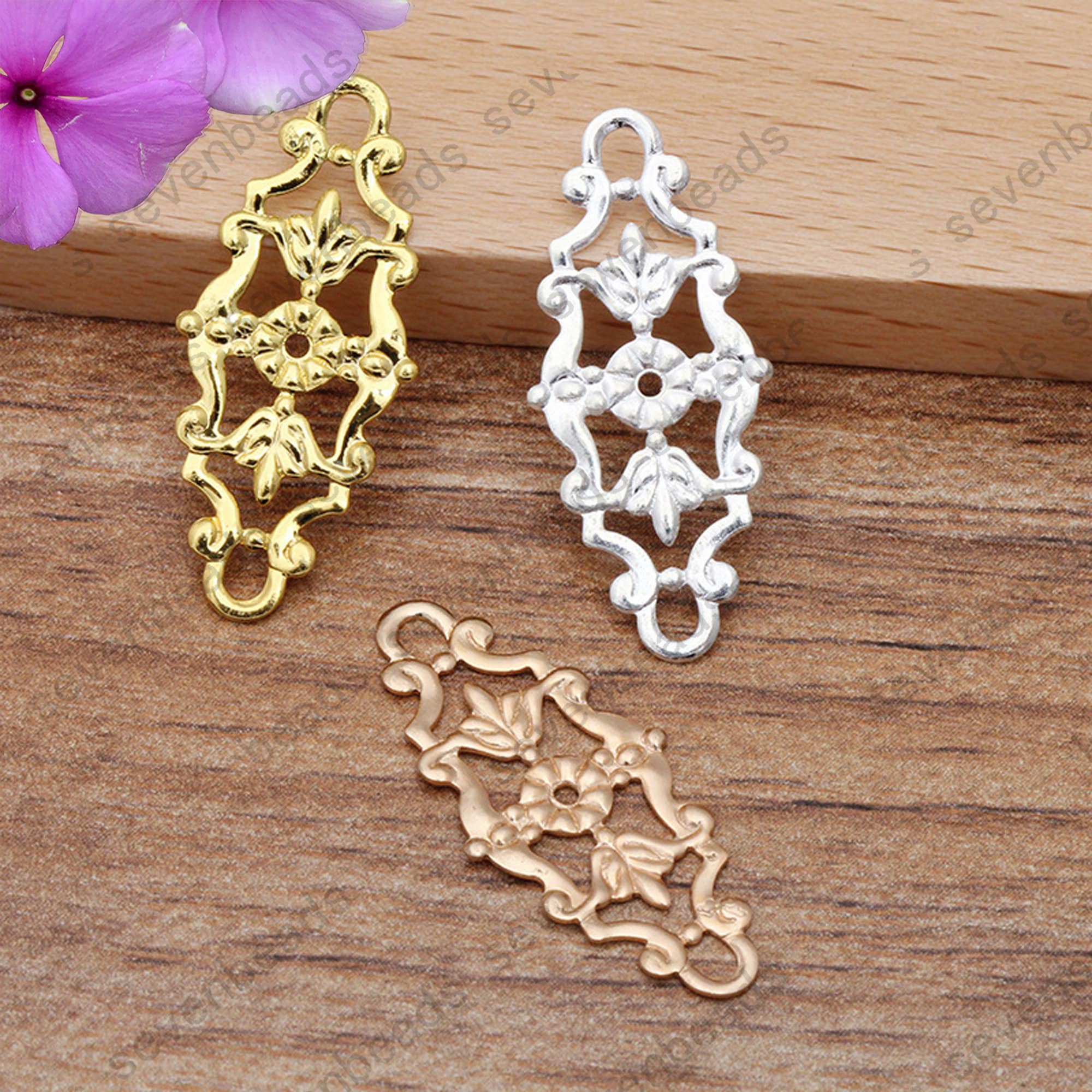 100pcs 1227mm Lace Flower Filigree Jewelry Connectors Setting,filigree ...