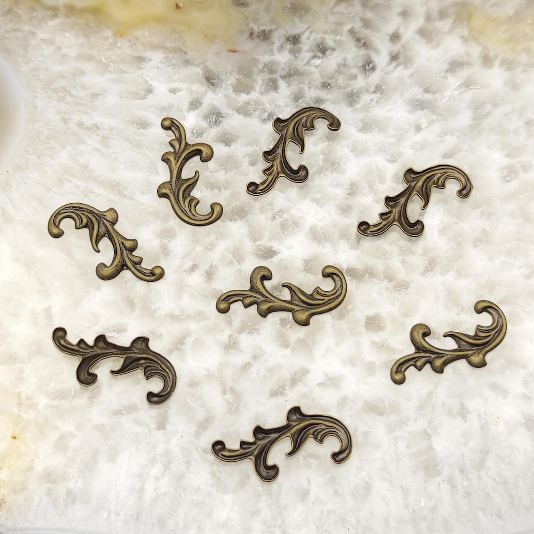 200pcs 8mm*17mm Raw Brass Lace Wave Filigree Jewelry Connectors Setting ...