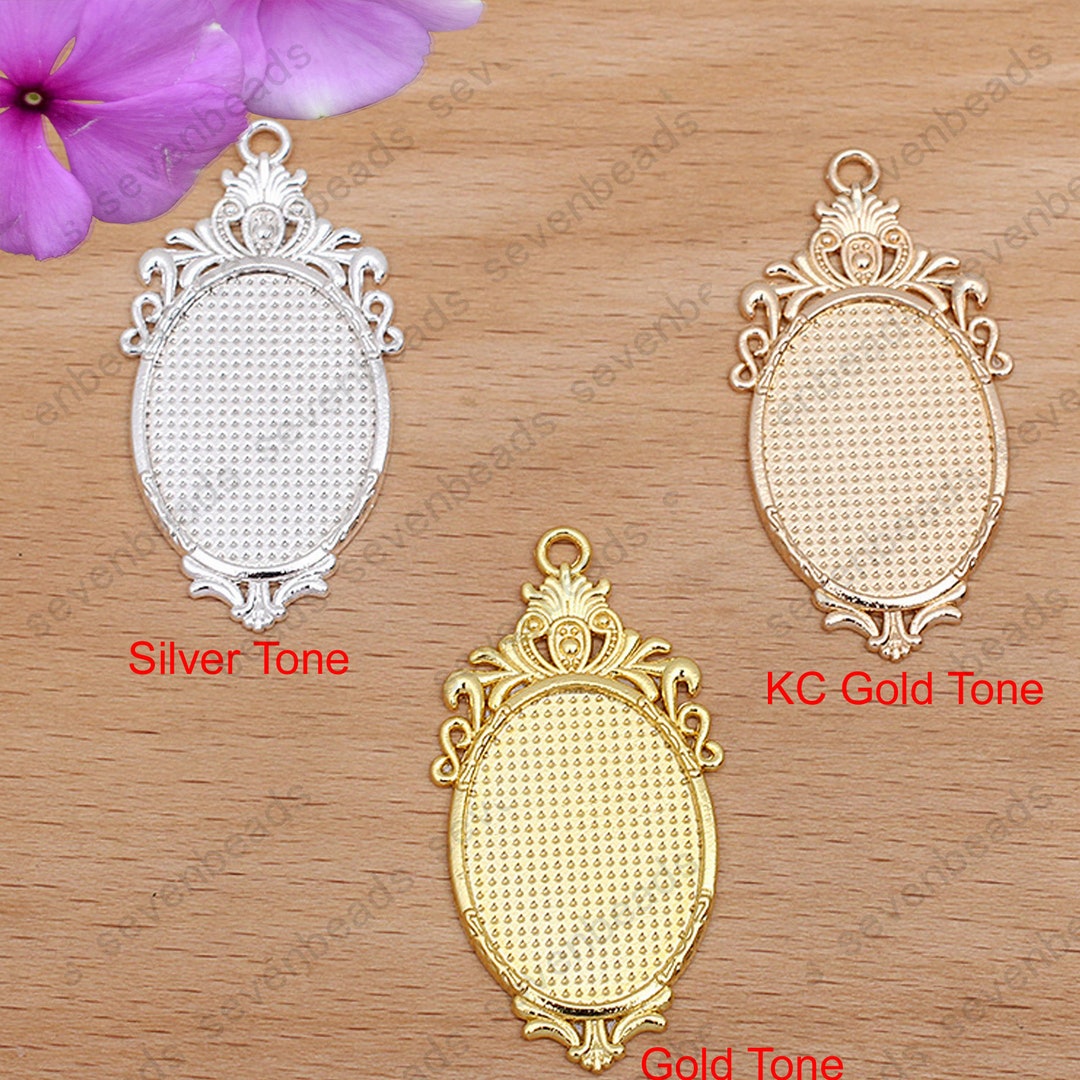 50pcs Fit 18*25mm Settings Blank Pendant Base, Flower Blank Settings ...