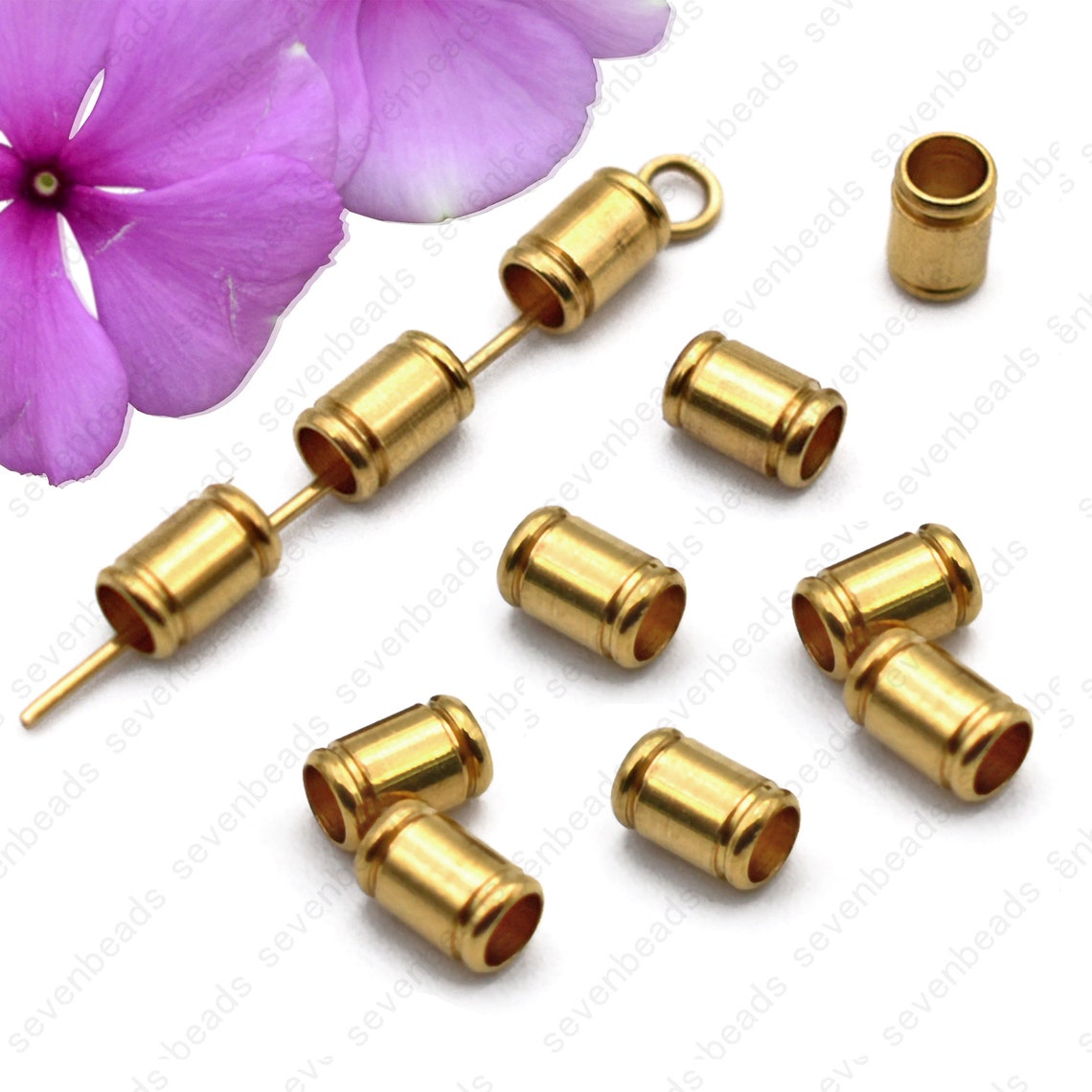 100pcs Raw Brass Big Hole Bamboo Shaped Tube Beads,raw Brass Jewelry ...