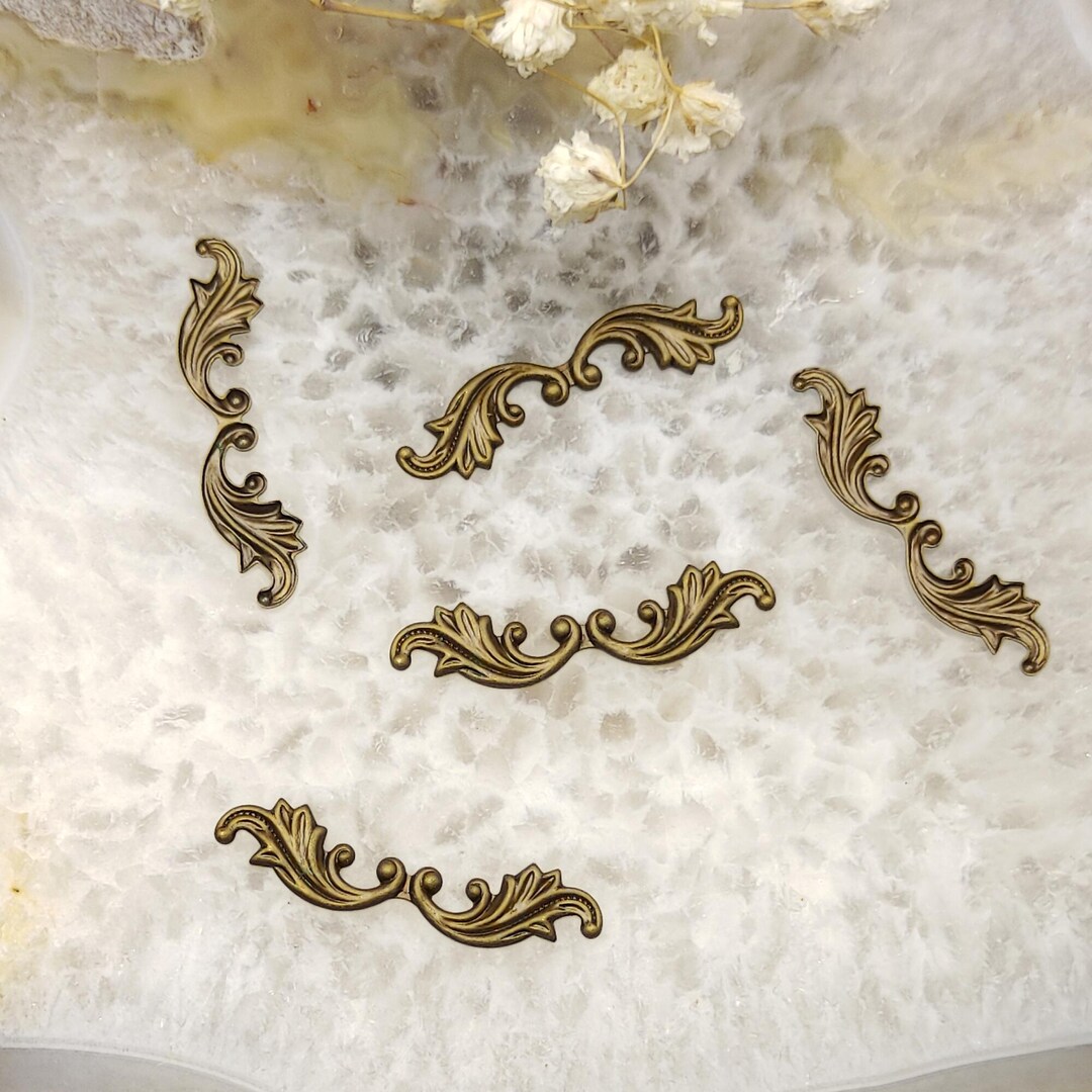 100pcs 30mm Raw Brass Lace Wave Filigree Jewelry Connectors Setting ...