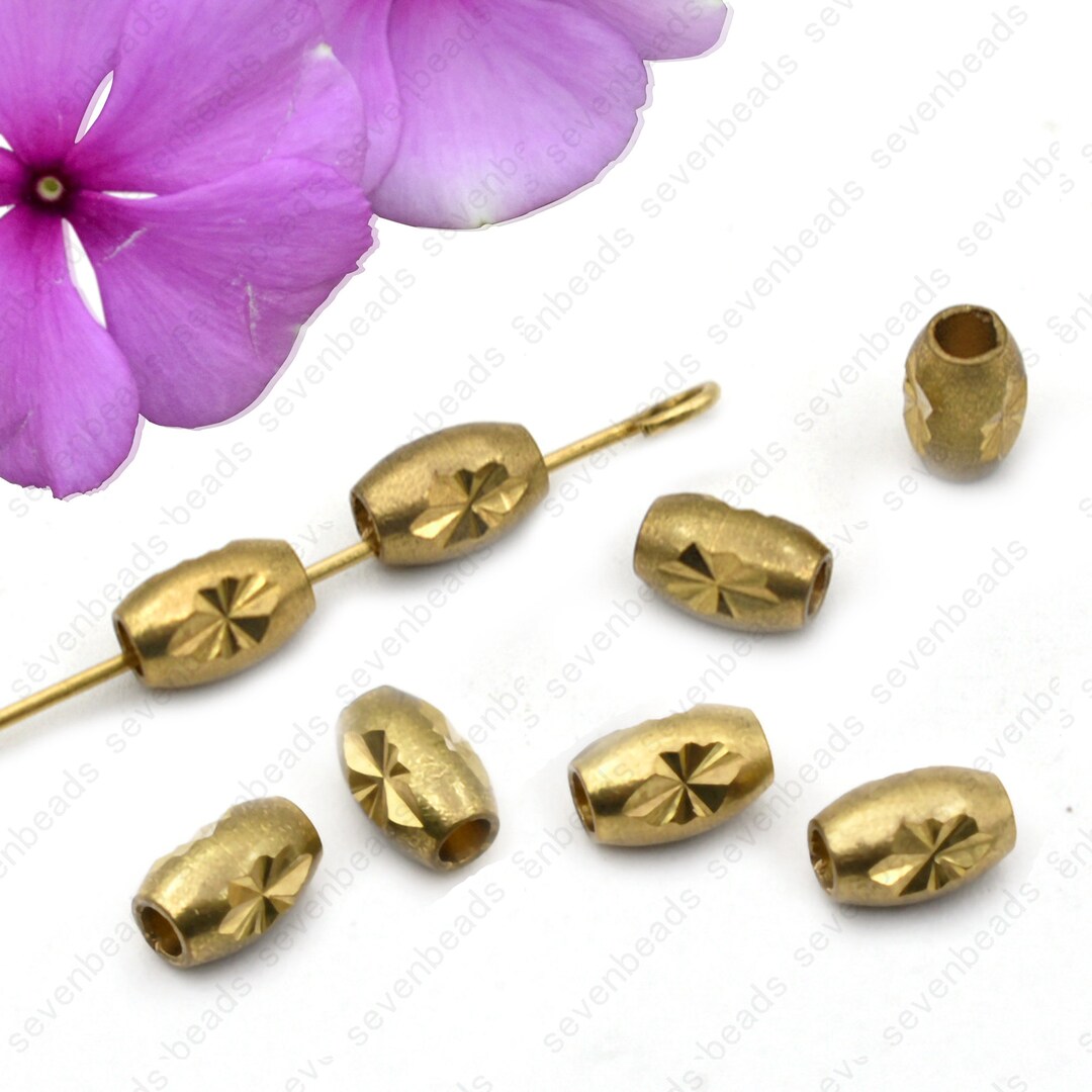 50pcs Raw Brass Laser Cut Rice Shaped Beads,raw Brass Jewelry Findings ...