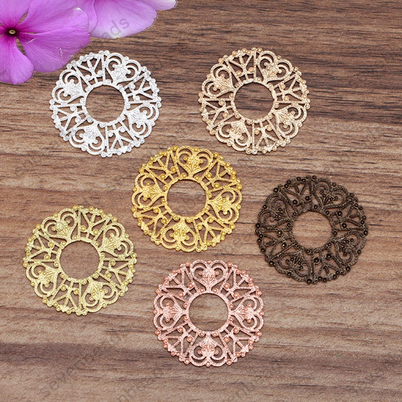 50pcs 32mm Lace Flower Filigree Jewelry Connectors - Etsy