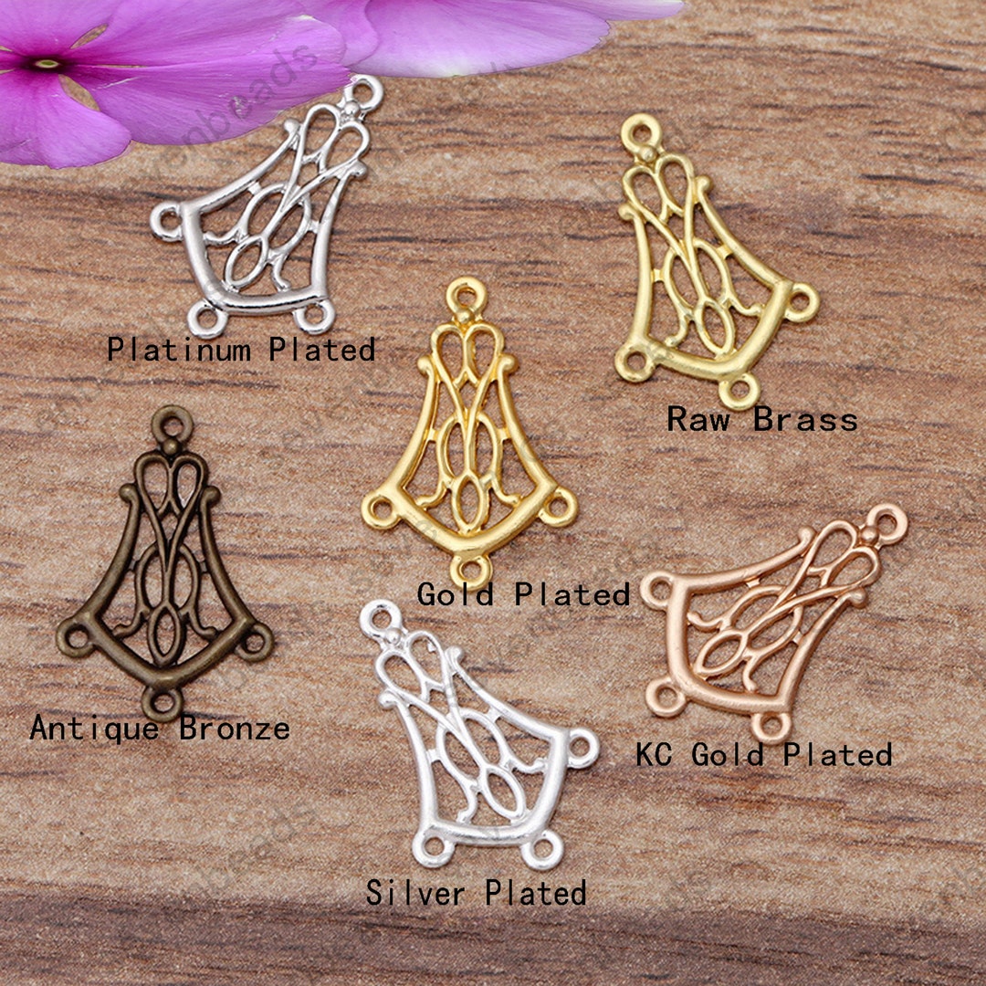 200pcs 1420mm Raw Brass Lace Wave Filigree Jewelry Connectors Setting ...