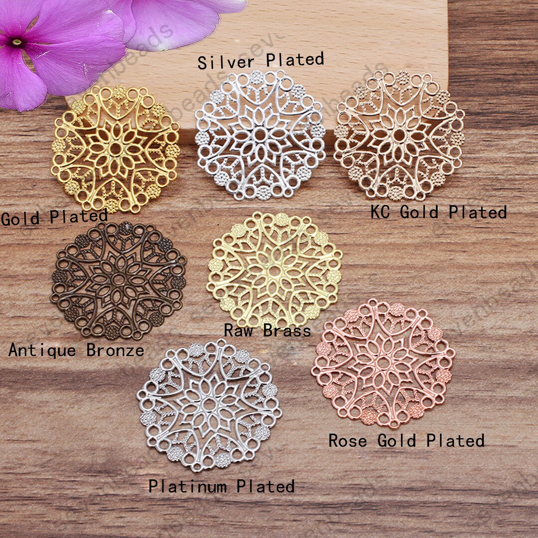 50pcs 30mm Lace Flower Filigree Jewelry Connectors Setting,filigree ...