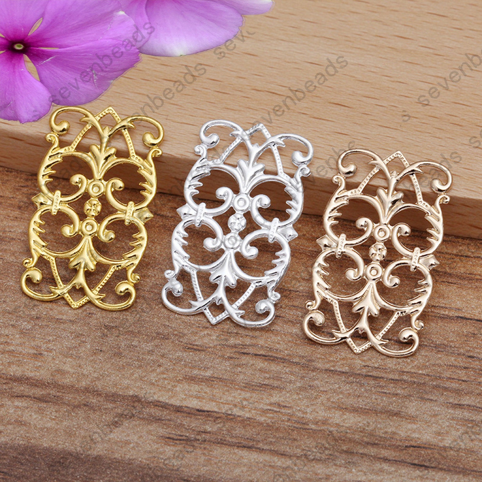 100pcs 1525mm Brass Lace Rectangle Filigree Jewelry - Etsy