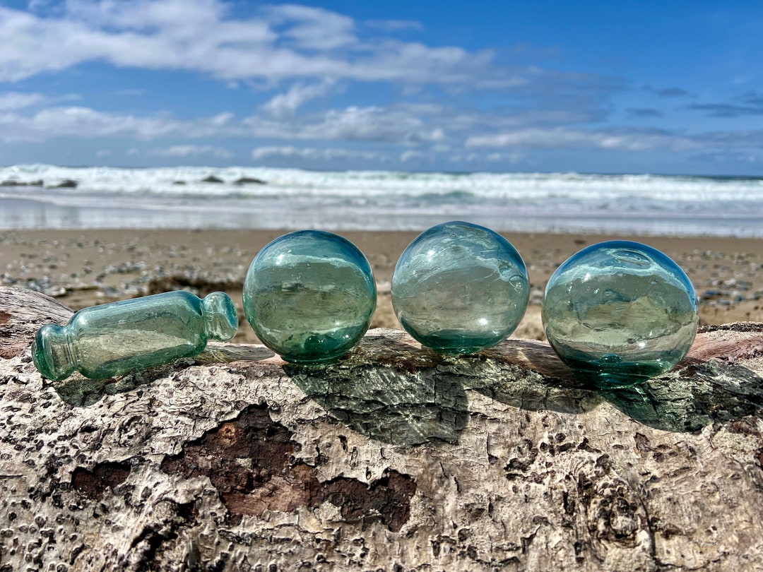 Set of 4 Japanese Glass Fishing Floats, Authentic, Octopus Roller ...