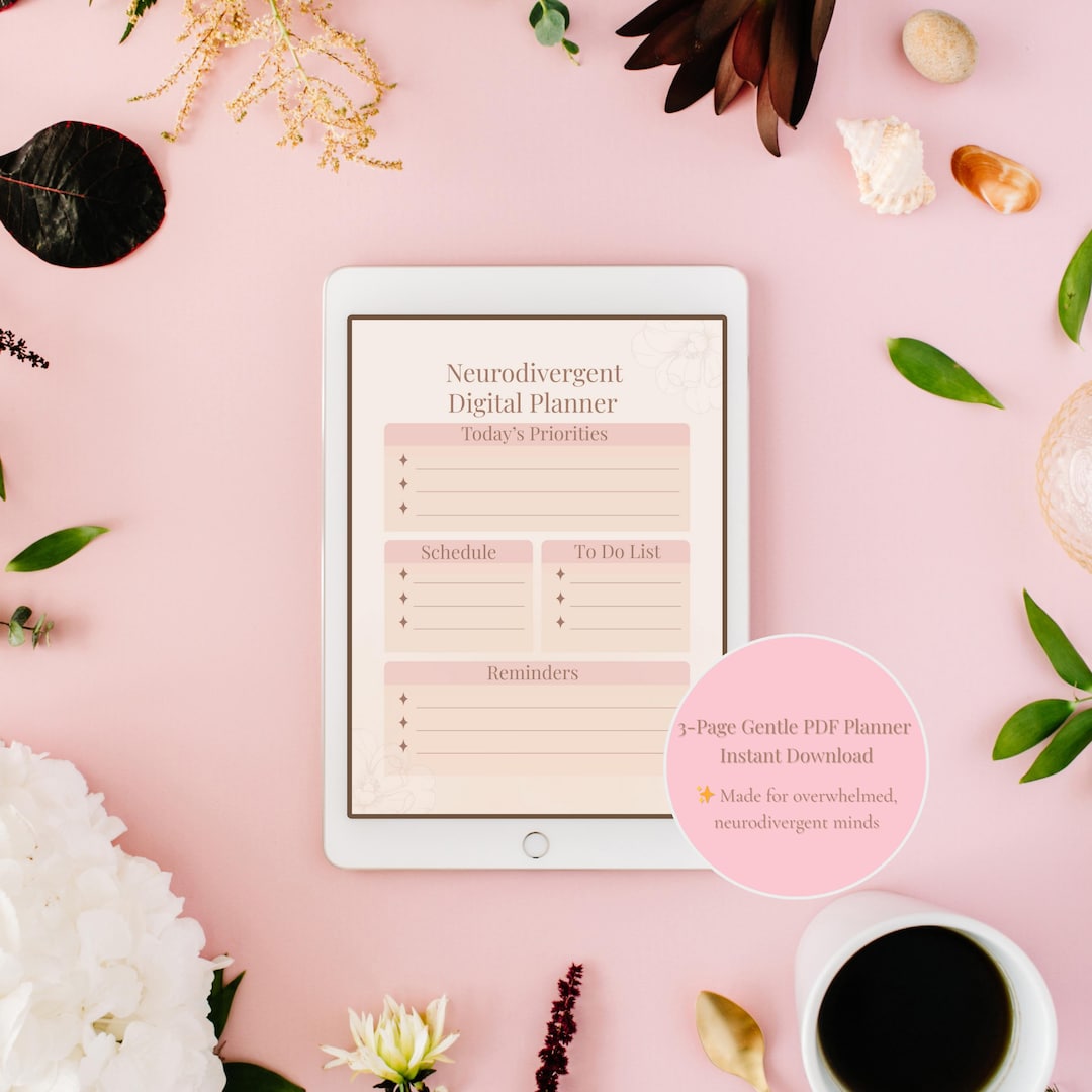 Neurodivergent Digital Planner Bundle, 3 Gentle Printable Pages for ...