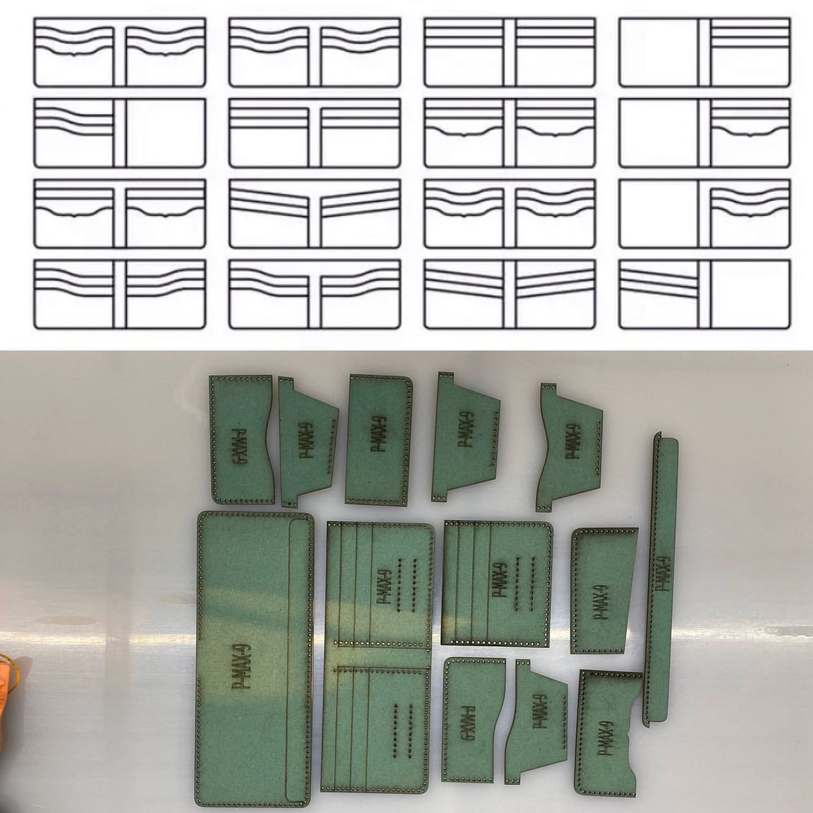 Leather Wallet Pattern, Fiber Template, Universal Stencil, 16 Different ...