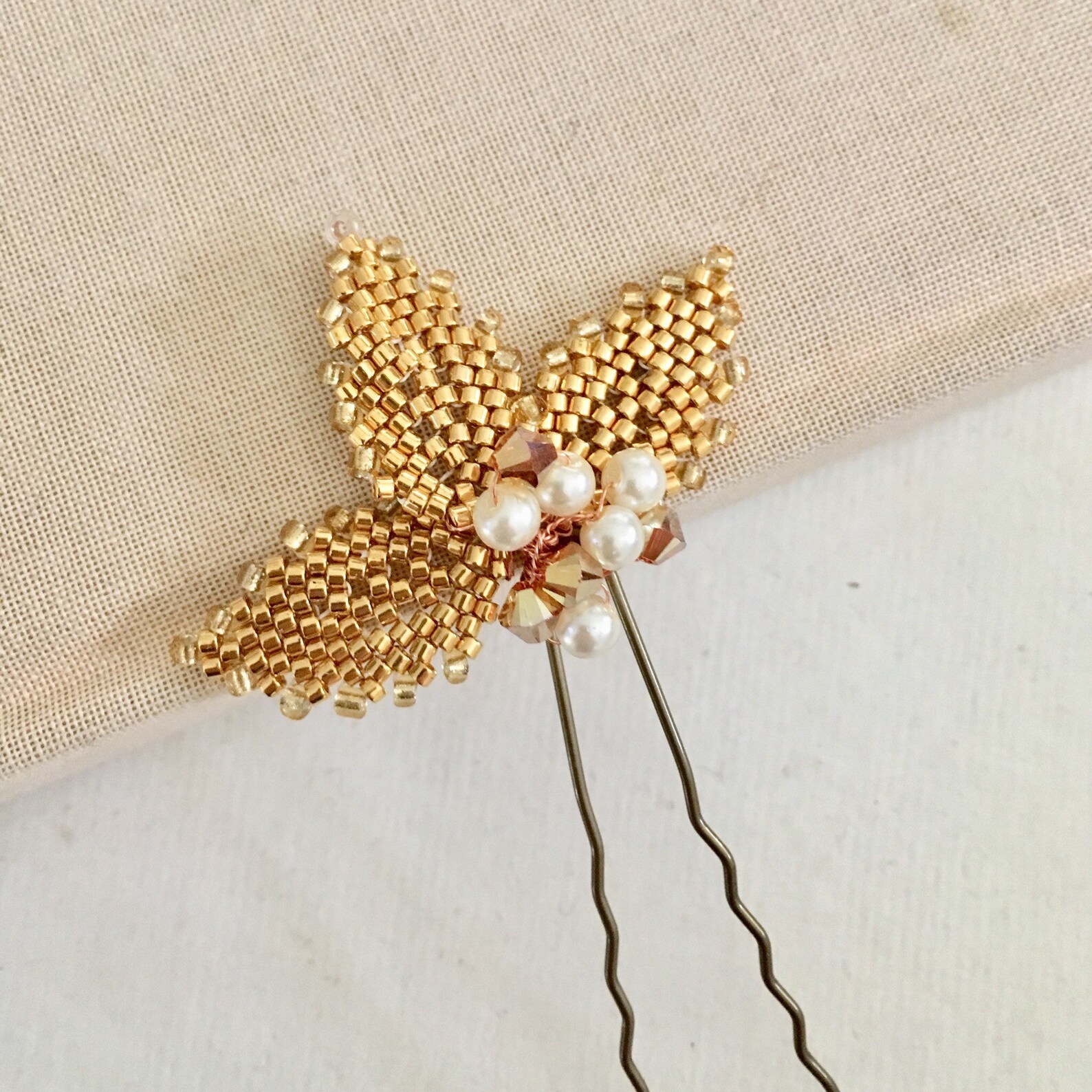 Set of 3 Beaded Bridal Hair Pins | Etsy