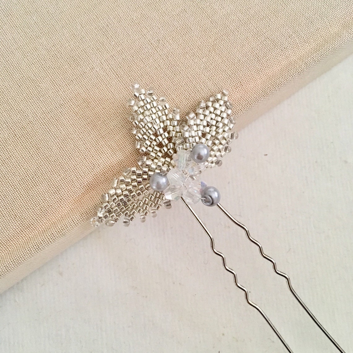 Set of 3 Beaded Bridal Hair Pins | Etsy