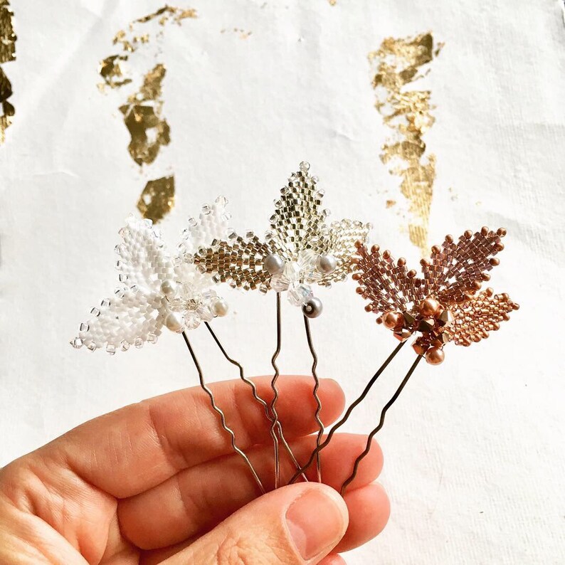 Set of 3 Beaded Bridal Hair Pins | Etsy