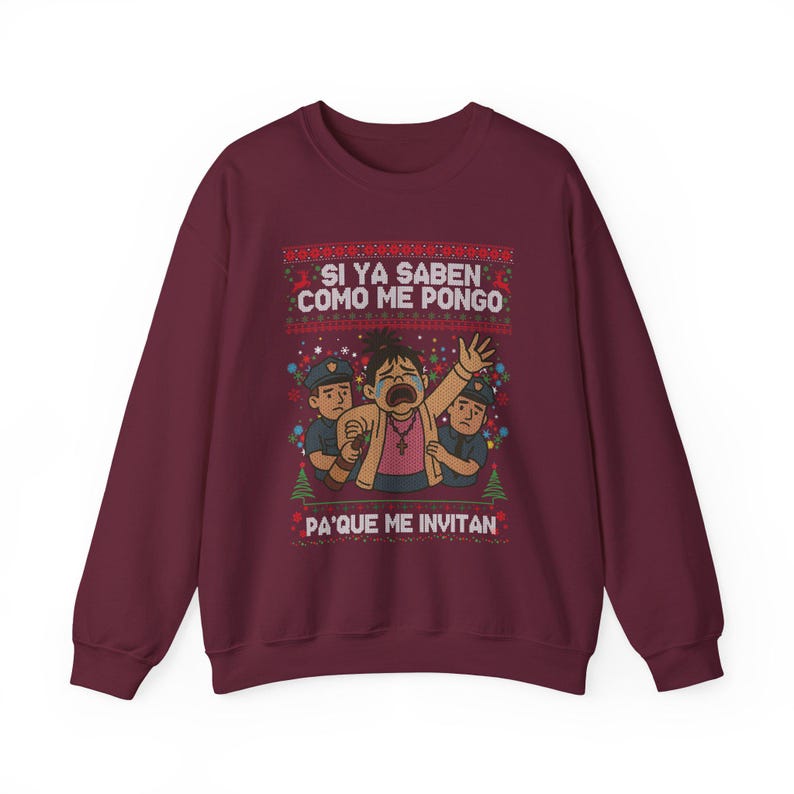 Ugly Christmas Sweater Latina Chupitos Police Meme Knit Style | Si Ya ...