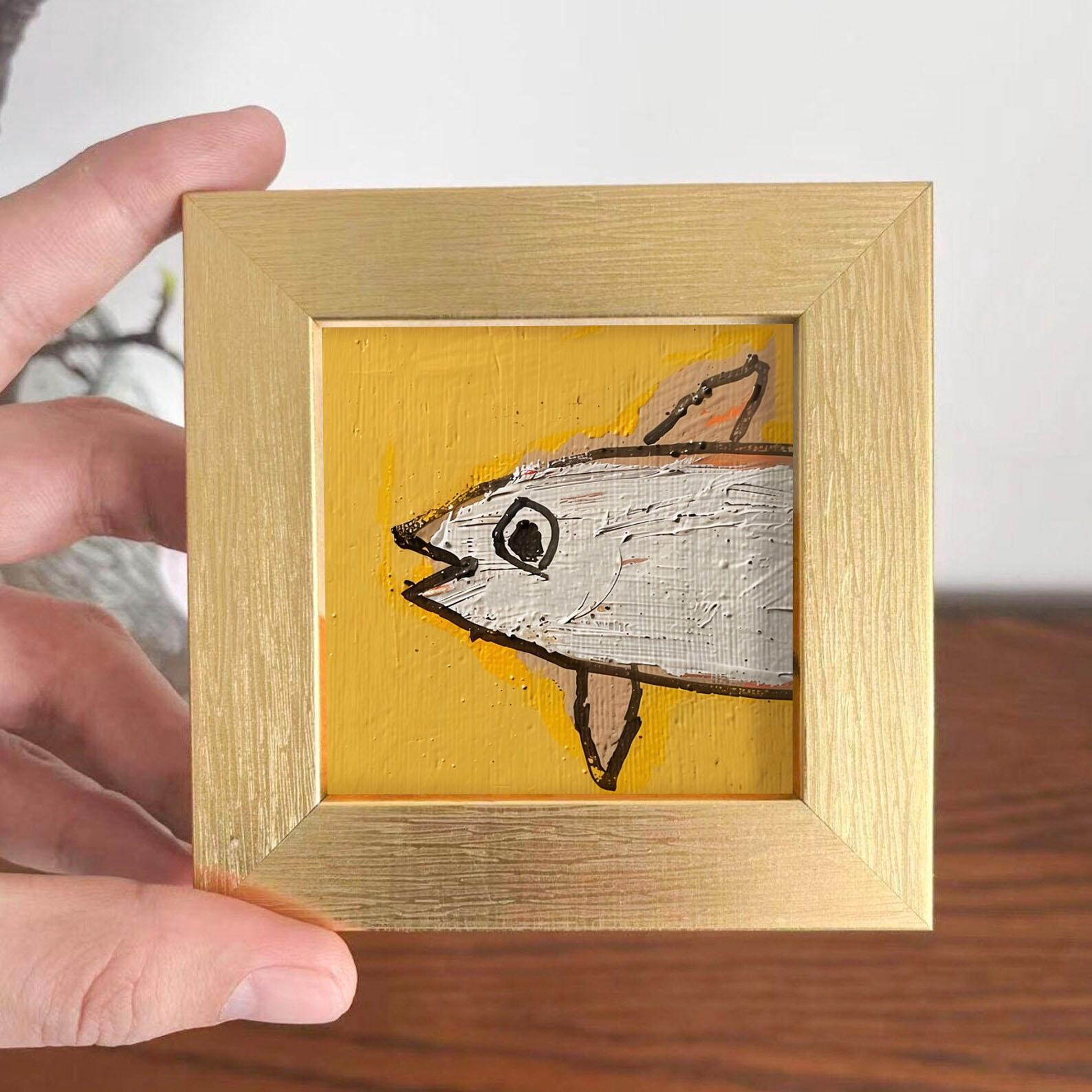 Mini Tuna Fish Oil Painting, Cute Fish Art, Ocean Decor for Home ...