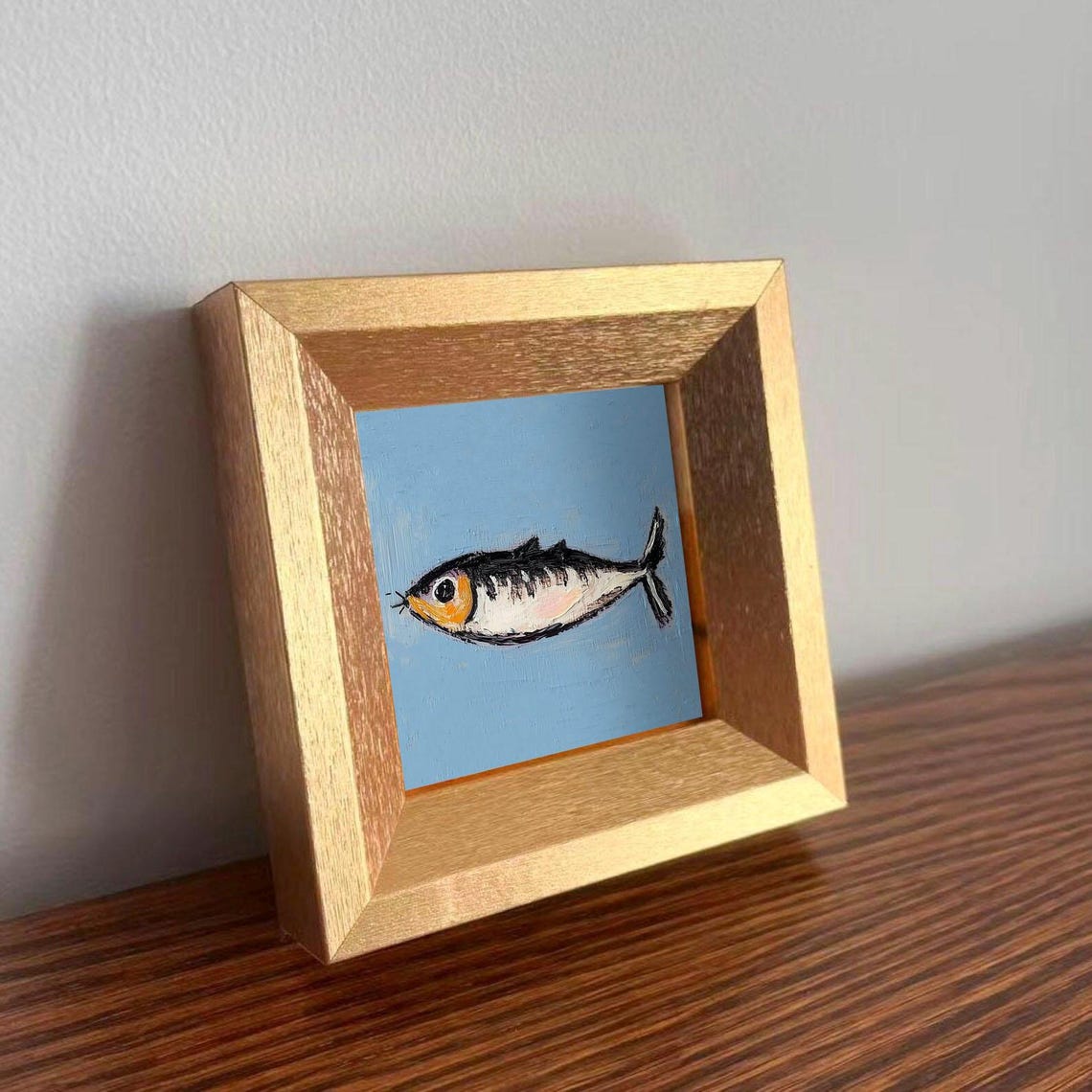 Mini Fish Oil Painting in Gold Frame,hand-painted Small Art,cute Fish ...