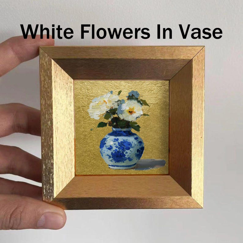 Original Hand-painted Flowers Oil Painting: Living Room Wall Art Decor ...