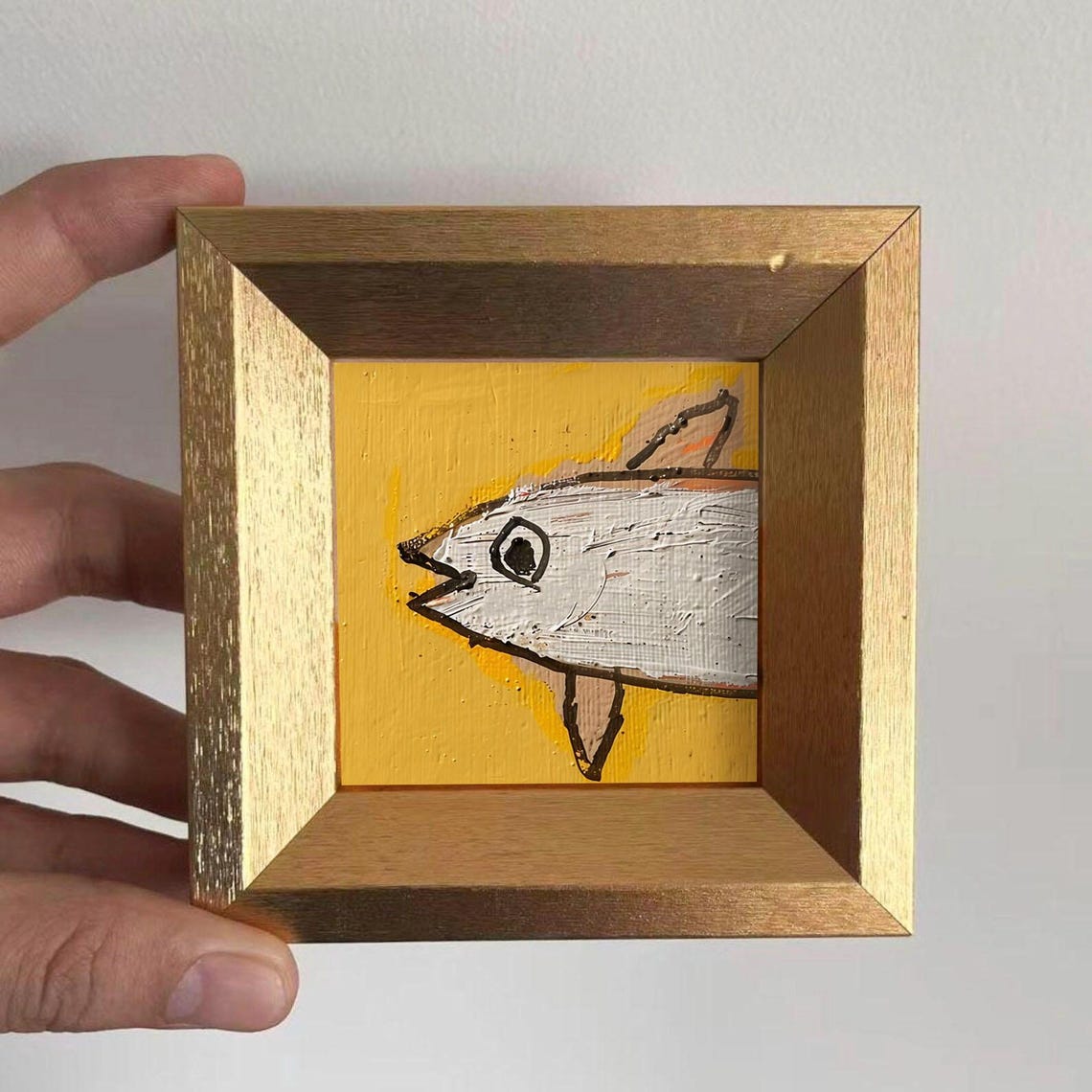 Mini Tuna Fish Oil Painting, Cute Fish Art, Ocean Decor for Home ...