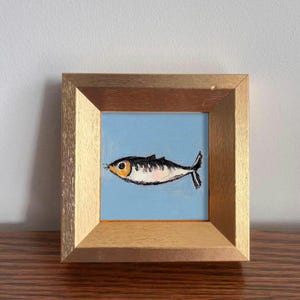 Mini Fish Oil Painting in Gold Frame,hand-painted Small Art,cute Fish ...