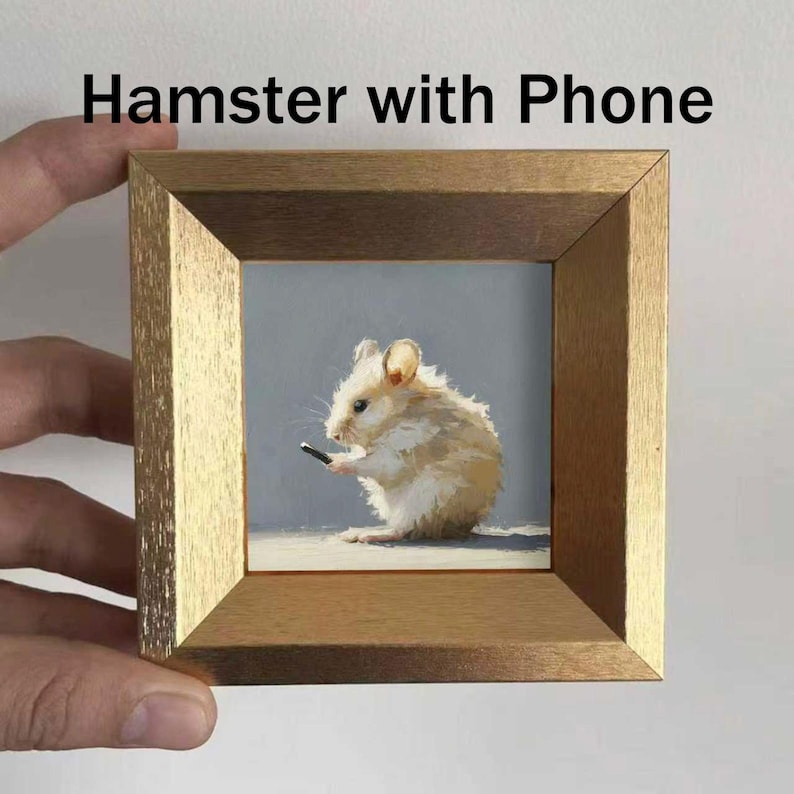 Mini Adorable Hamster Oil Painting, Hand Painted Original Art, Small ...