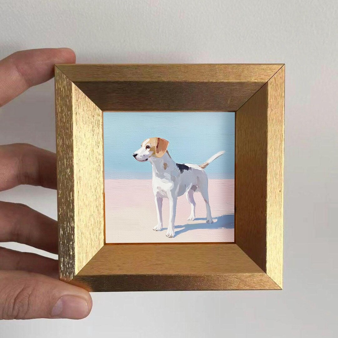 Mini Coastal Beagle Oil Painting, Original Hand Painted Dog Art, Custom ...