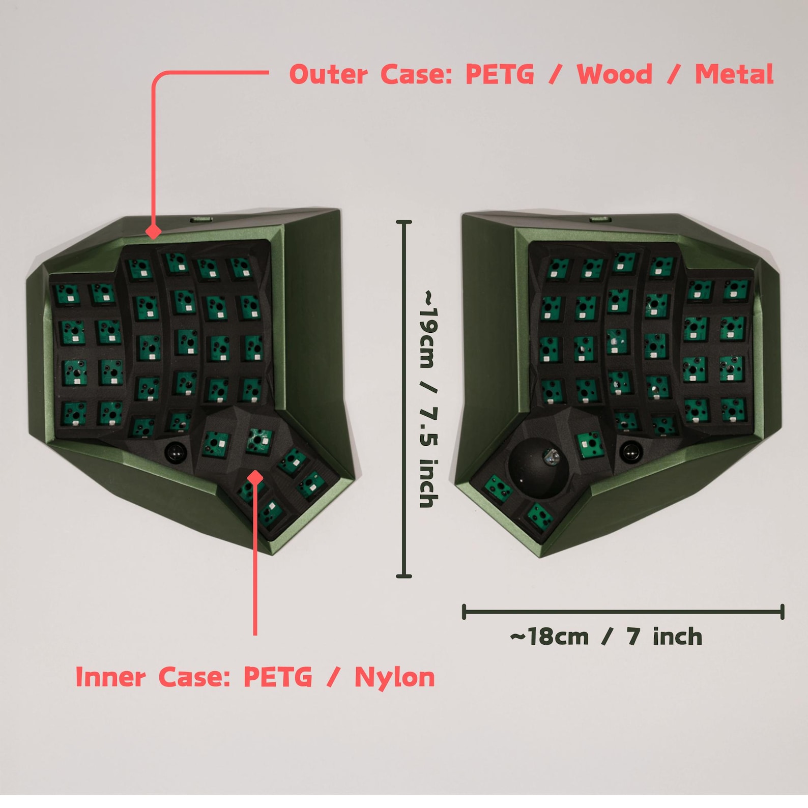 Wireless Dactyl Manuform With Trackball Ergonomic Split Keyboard - Pre ...