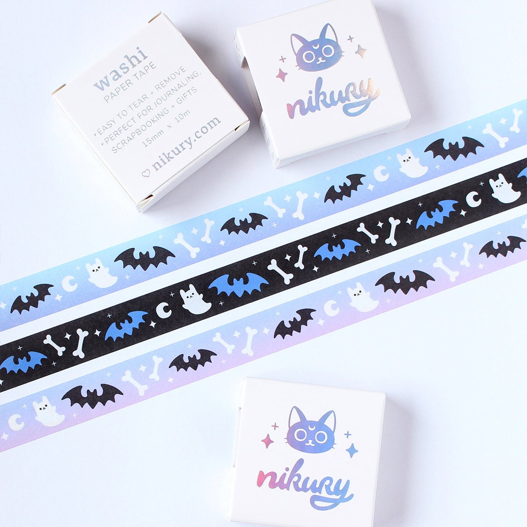 Spooky Cute Washi Tape X 3 | Nikury | Cute Witch | Pastel Goth | Witchy ...
