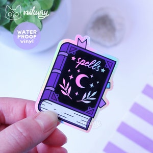 Holographic Spellbook Vinyl Sticker Waterproof Vinyl Stickers Spooky ...