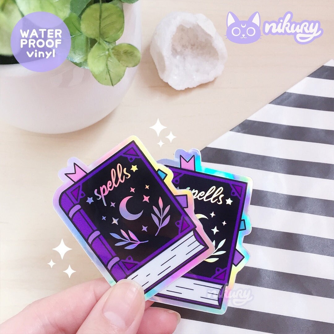 Holographic Spellbook Vinyl Sticker Waterproof Vinyl Stickers Spooky ...