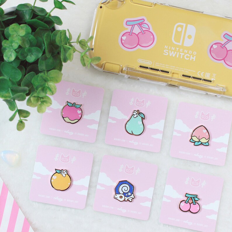 LIMITED EDITION Fruit Enamel Pins Peach / Cherry / Apple / - Etsy