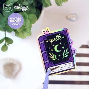 Holographic Spellbook Vinyl Sticker Waterproof Vinyl Stickers Spooky ...