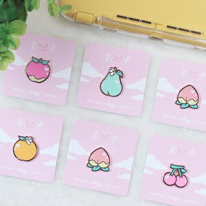 LIMITED EDITION Fruit Enamel Pins Peach / Cherry / Apple / Pear ...
