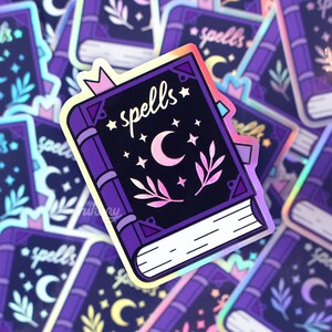 Holographic Spellbook Vinyl Sticker Waterproof Vinyl Stickers Spooky ...