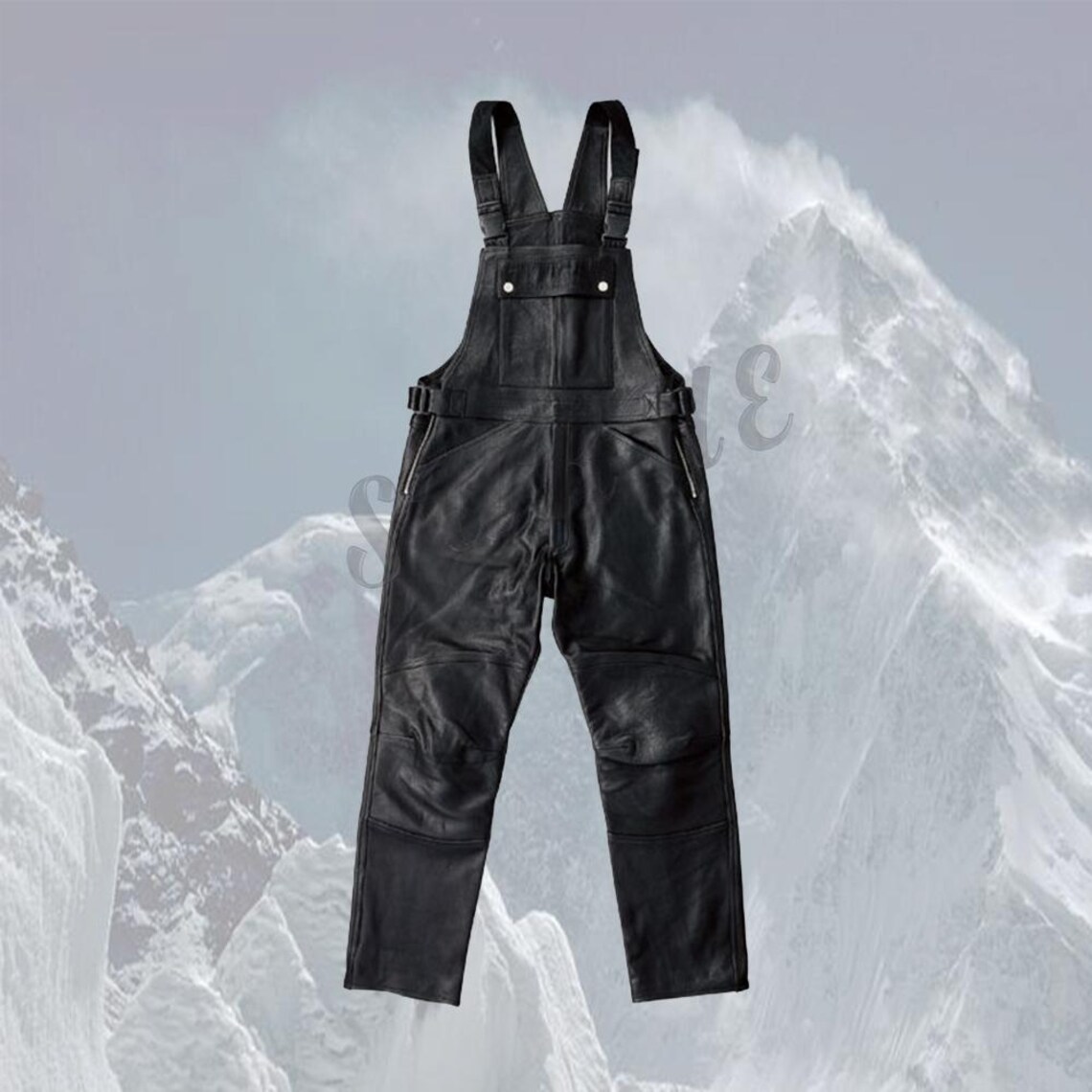 Men's Genuine Leather Overalls: Front Cargo Pocket, Zipper Side - Etsy