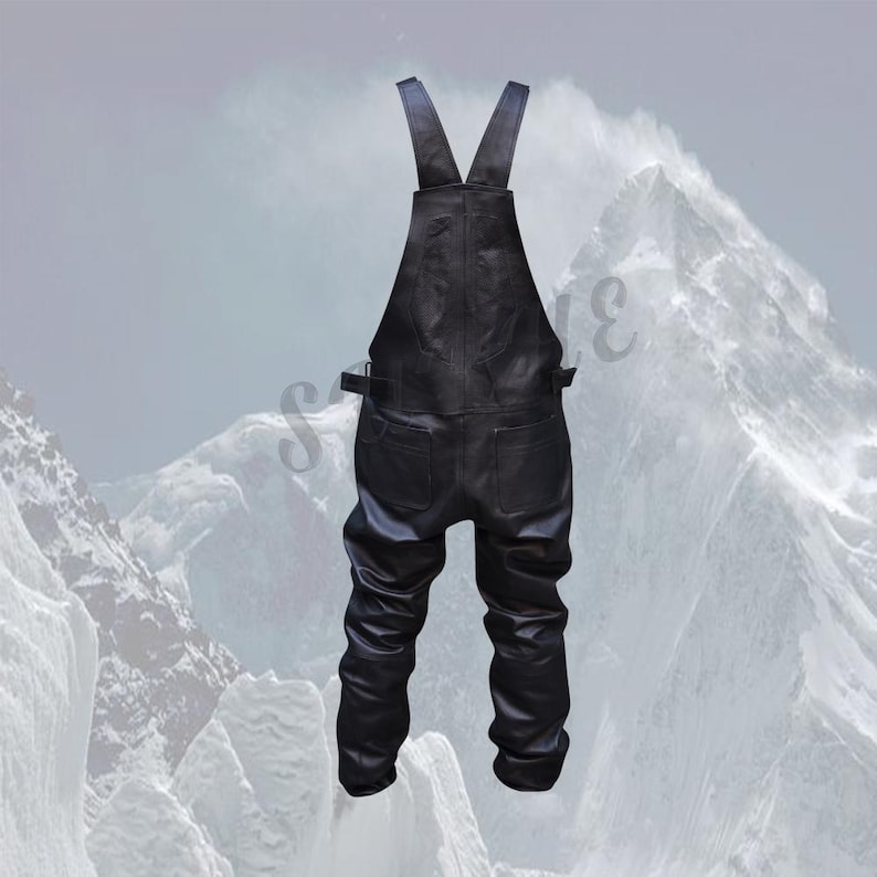Handmade Thick Cowhide Leather Overalls - Black Bib Overalls, All Sizes ...