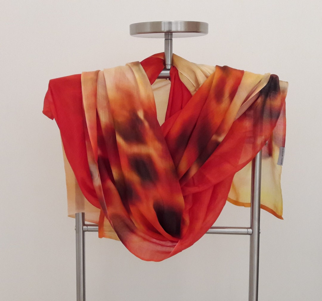 Red Women Scarf Designed Cover up Colorful Wrap Long Modal - Etsy
