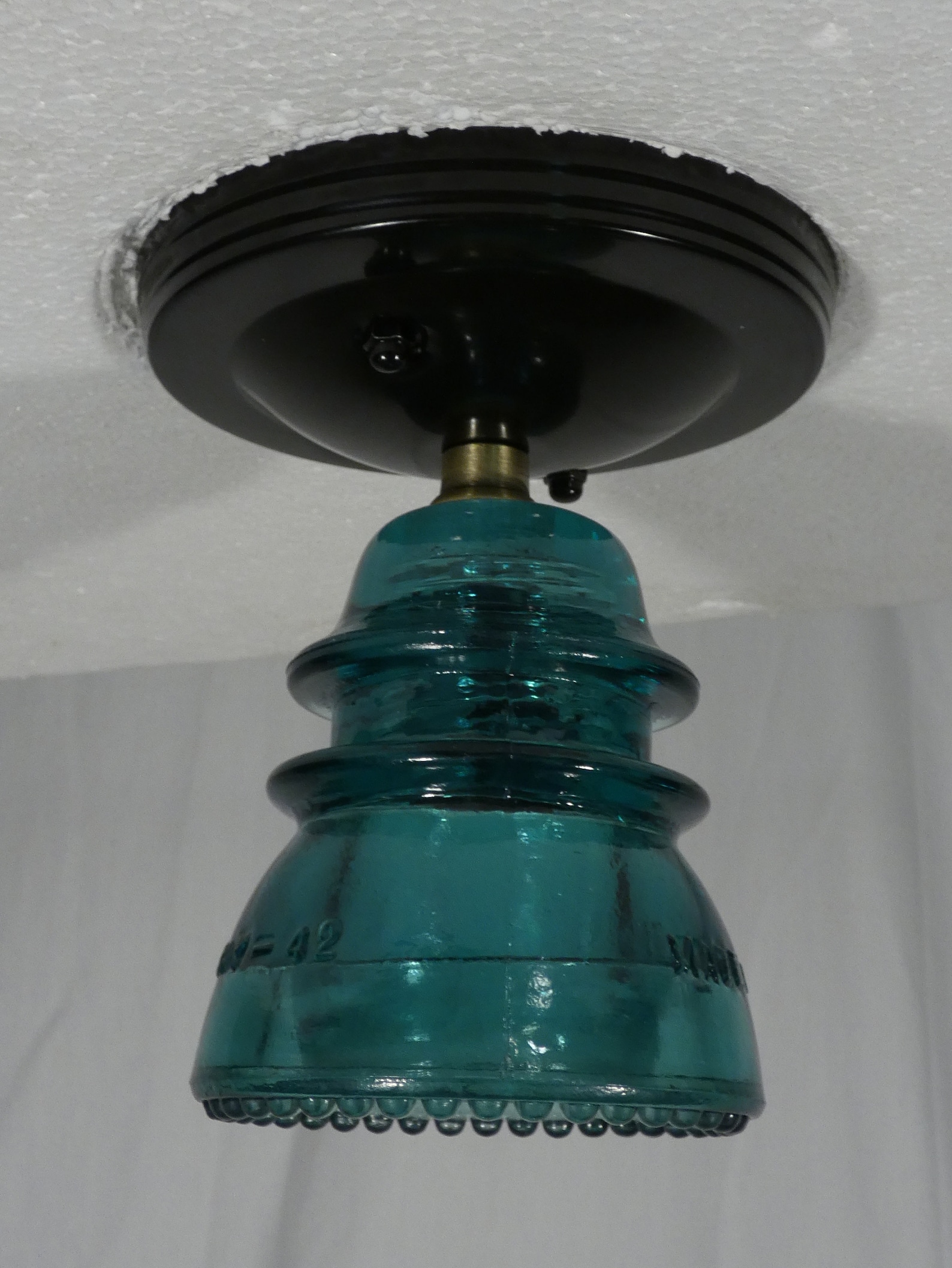 Single Light Vintage Glasstelegraph Insulator Flush Mount Ceiling Light ...