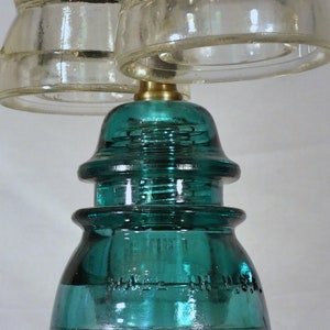 Triple Pendant Light Vintage Glass Telegraph Insulators With Ceramic ...