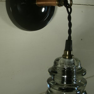 Vintage Telegraph Glass Insulator Single Wall Sconce Clear Frosted or ...