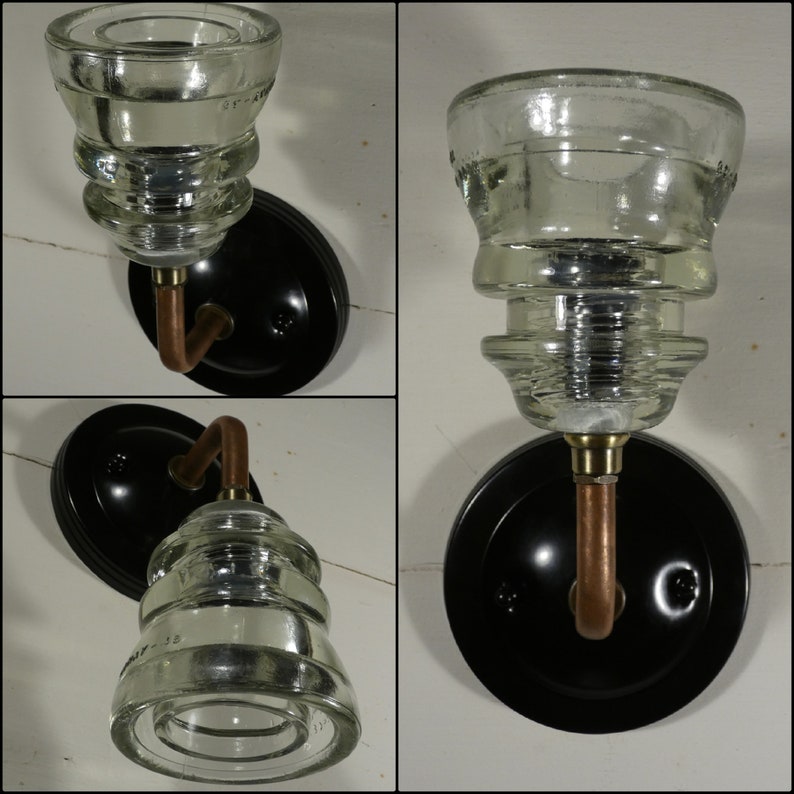 Vintage Telegraph Glass Insulator Single Wall Sconce Either Mountable ...
