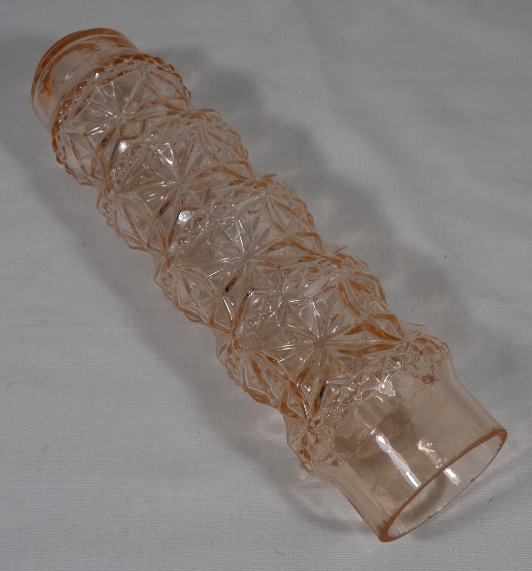 Vintage Torpedo Style Glass Light Shade Art Deco Pink Salmon Semi Clear ...