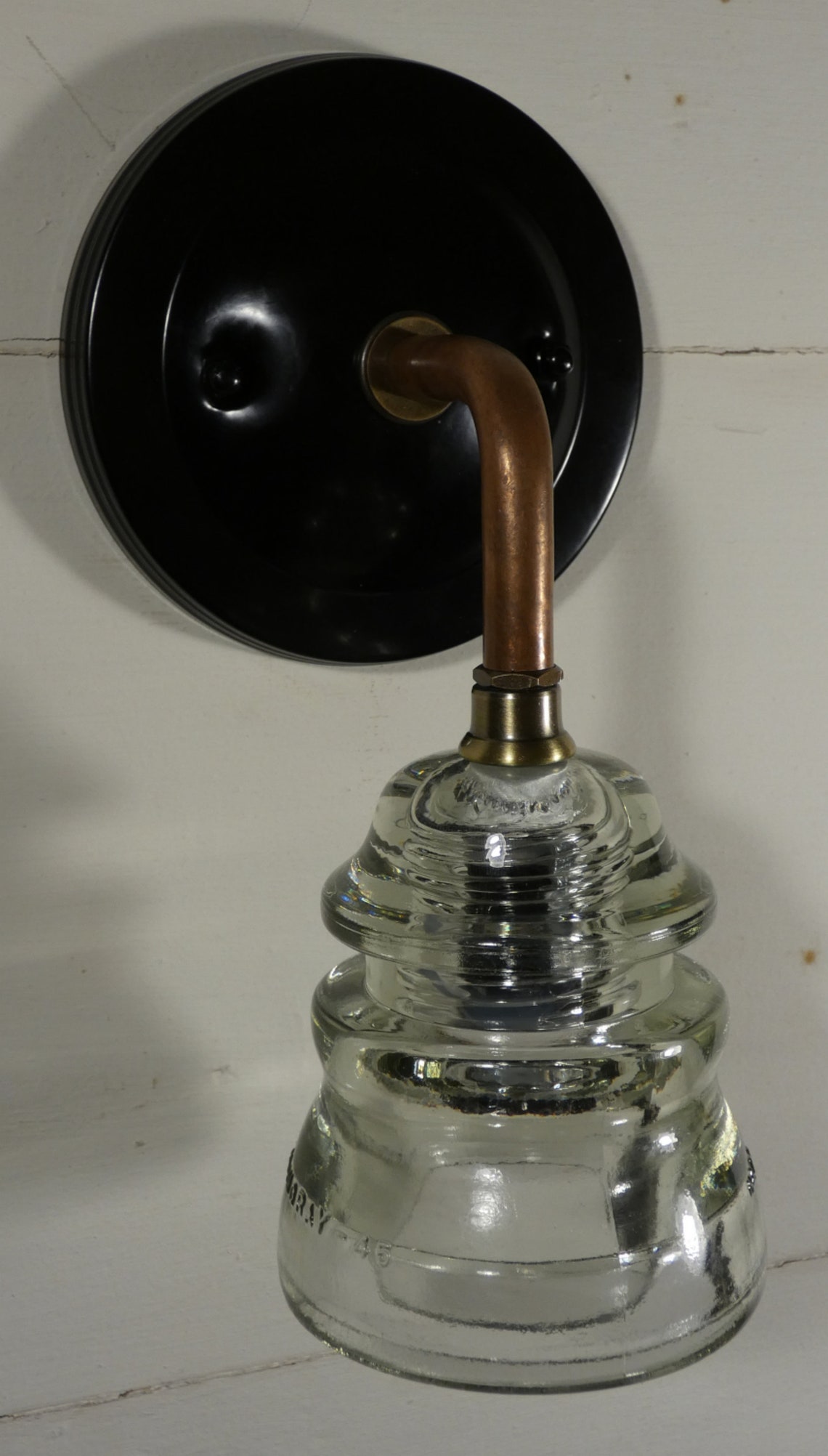 Vintage Telegraph Glass Insulator Single Wall Sconce Either Mountable ...