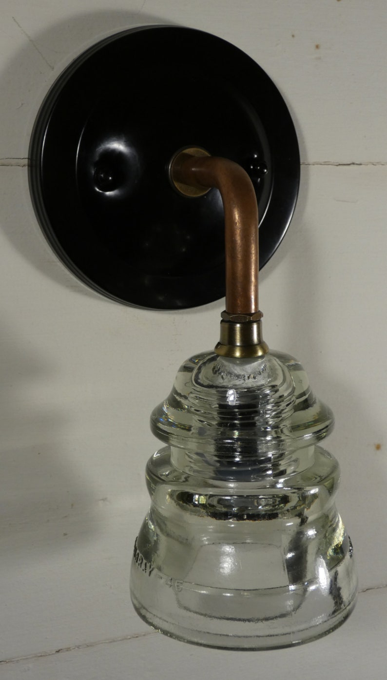 Vintage Telegraph Glass Insulator Single Wall Sconce Either Mountable ...