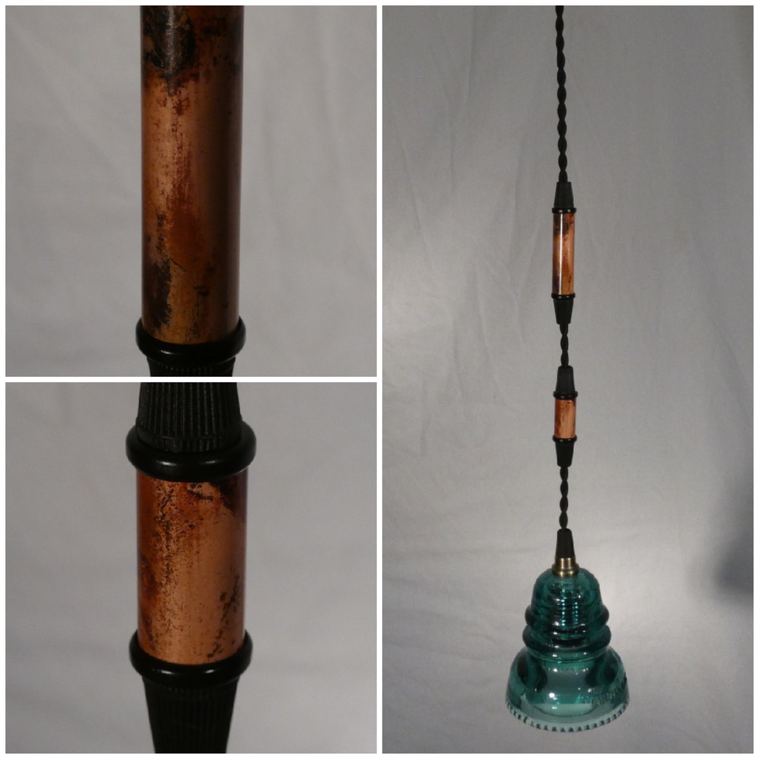 Single Pendant Light Vintage Glass Aqua Telegraph Insulators Distressed ...
