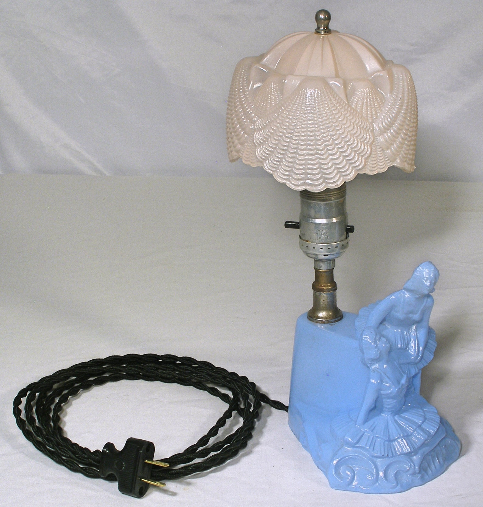 Vintage Depression Glass Boudoir Lamp Table Light Females Blue | Etsy