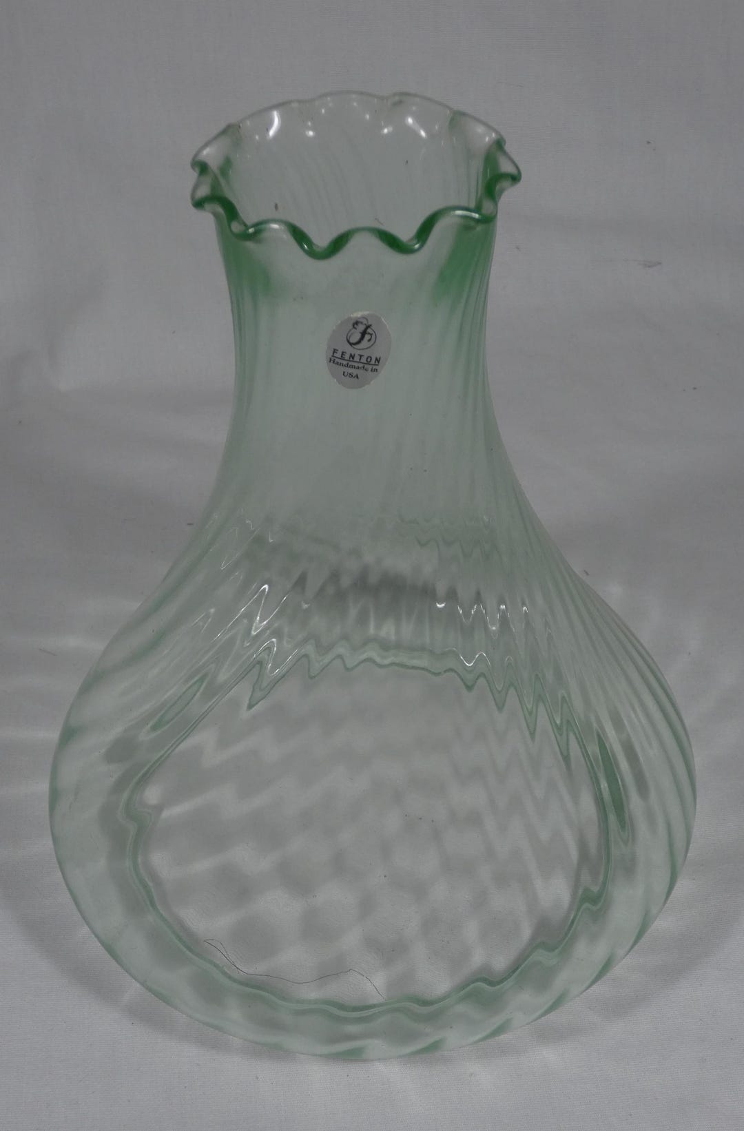 Vintage Fenton Angle Lamp Shade Light Green Ruffled Top - Etsy